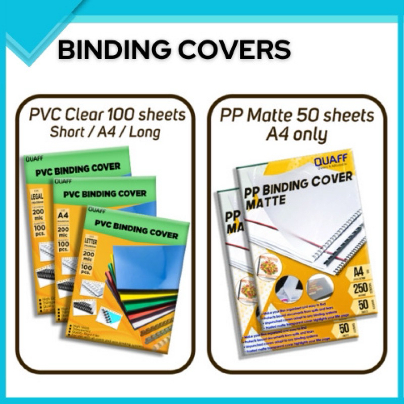 QUAFF PVC Binding Cover Clear 200 Mic A4 Short & Long Size - 100sheets per pack | Shopee Philippines