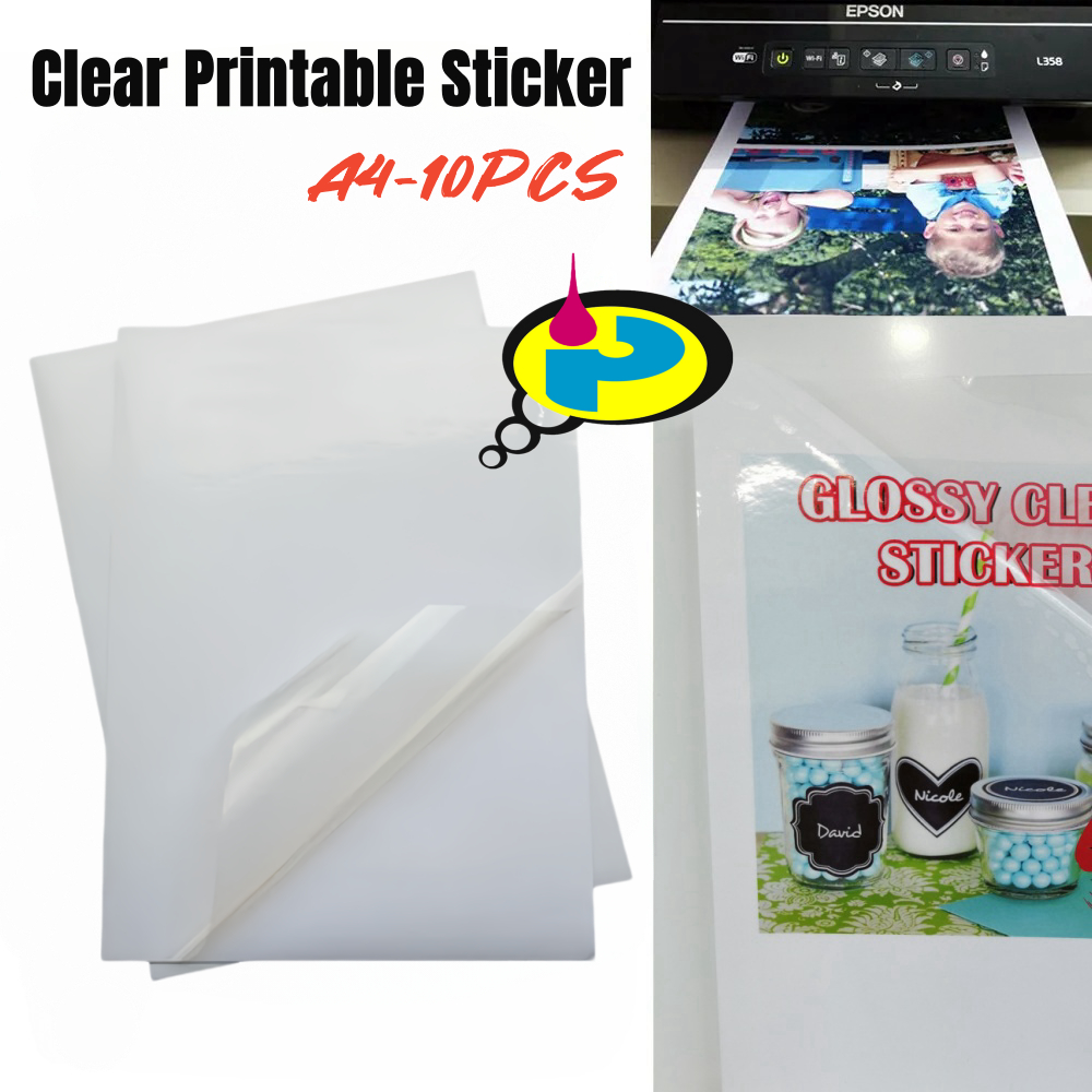 A4 Clear Printable Sticker / Transparent / Vinyl White for Inkjet printer | Shopee Philippines