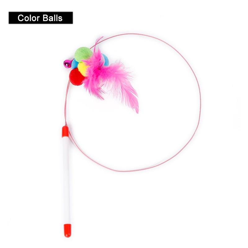 Cat Teaser Pet Cat Puppy Teaser Bell Feather Retractable Stick Rod Pet ...