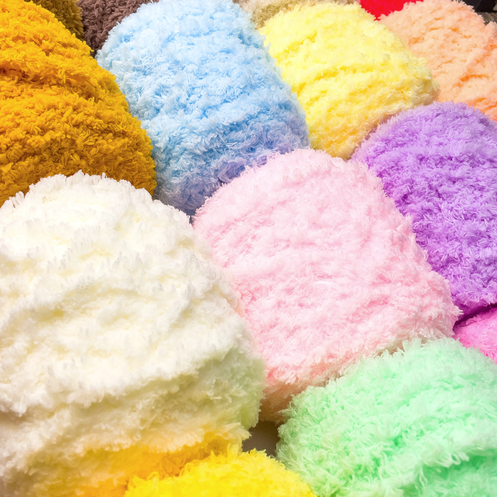 Coral Fleece Fluffy Yarn Polyester Super Bulky (approx. 100g) | Shopee ...