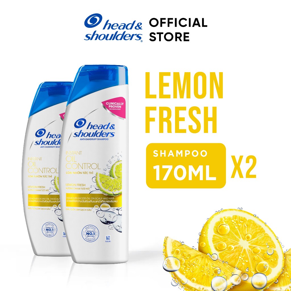 Head & Shoulders Shampoo Instant Oil Control Lemon Fresh 170ml Duo ...