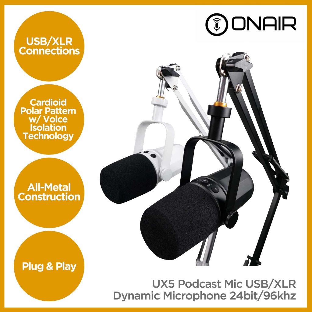 ONAIR UX5 Podcast Mic USB XLR Dynamic Microphone 24bit/96khz | Shopee ...