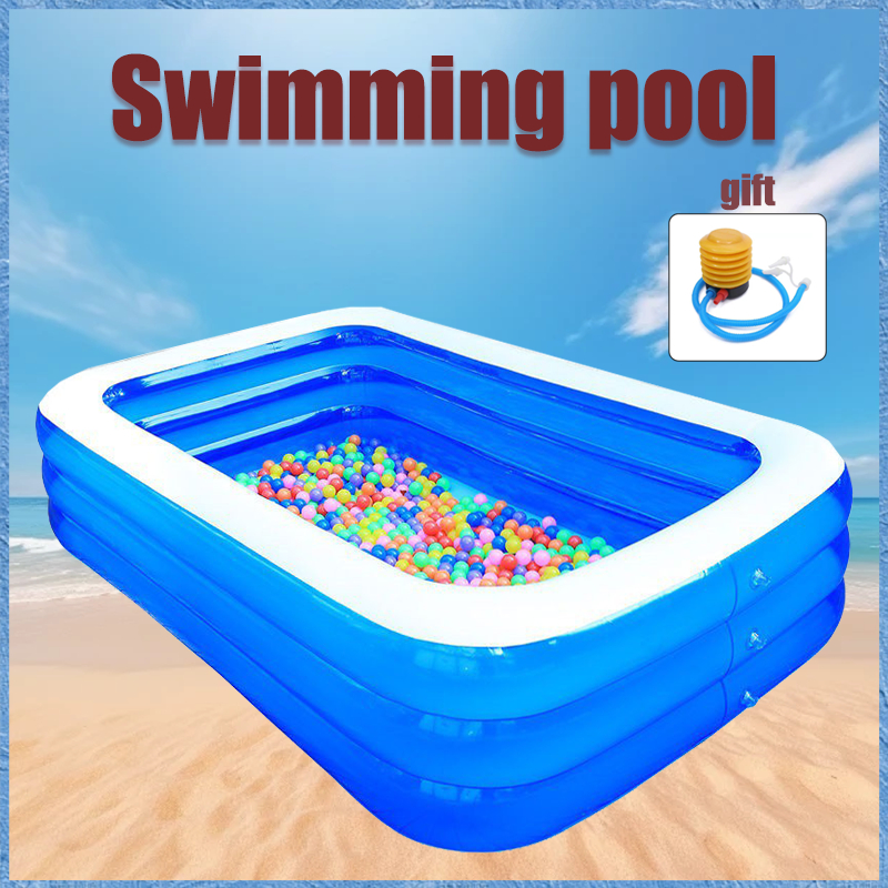 Swimming Pool Adult/Kids Inflatable Rectangular Pump Home Water Toys ...