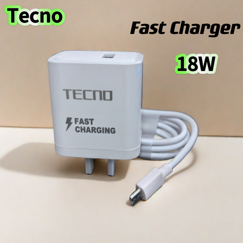 Pk35 18w Tecno Super Fast Charger With Adapter + Type C Micro Data Cable For Android Set Type c ...