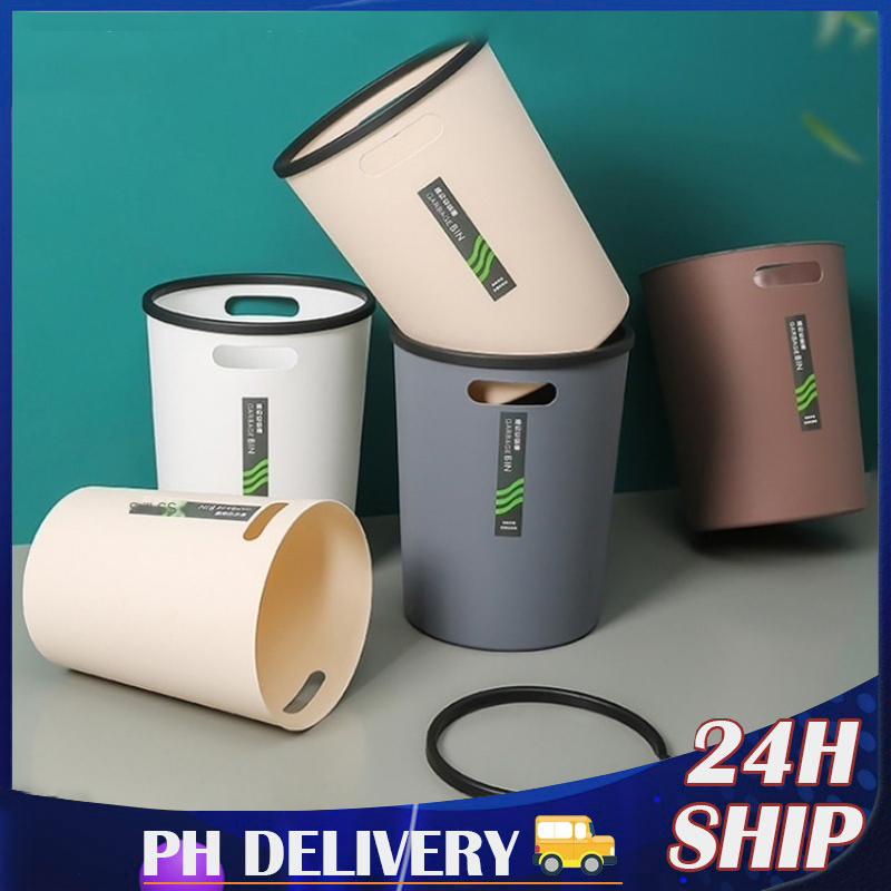 Circular Garbage Bin with Lid Large Trash Bin Kitchen Bathroom Plastic ...