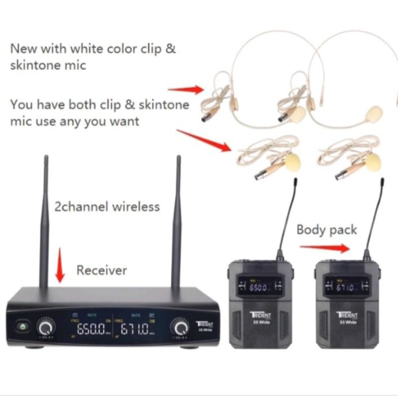 Trident X5 lapel/clip wireless microphone (adjustable frequency ...