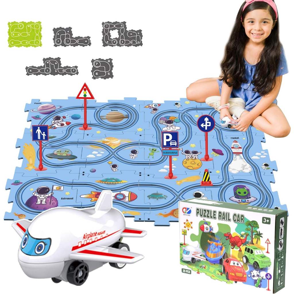 Puzzle Racer Kids Car Track Set Space Jigsaw Puzzle Racer Car Track Set ...