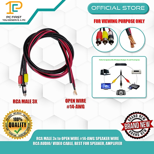 PC FIRST RCA MALE 3x to OPEN WIRE #14-AWG SPEAKER WIRE RCA AUDIO/ VIDEO ...