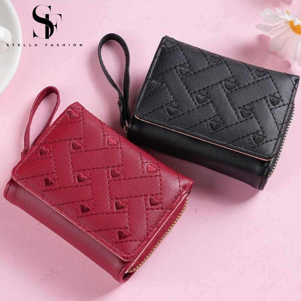 Korean Leather Wallets With Fur Ball Puppy Cute Short Wallet Coin Card ...