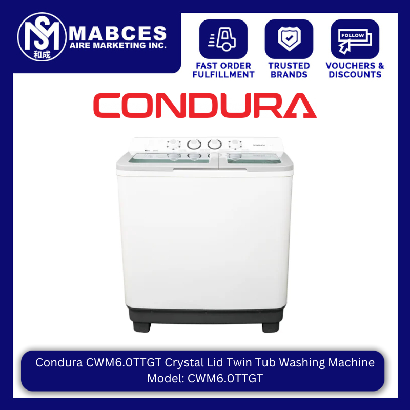 Condura CWM6.0TTGT Crystal Lid Twin Tub Washing Machine | Shopee ...
