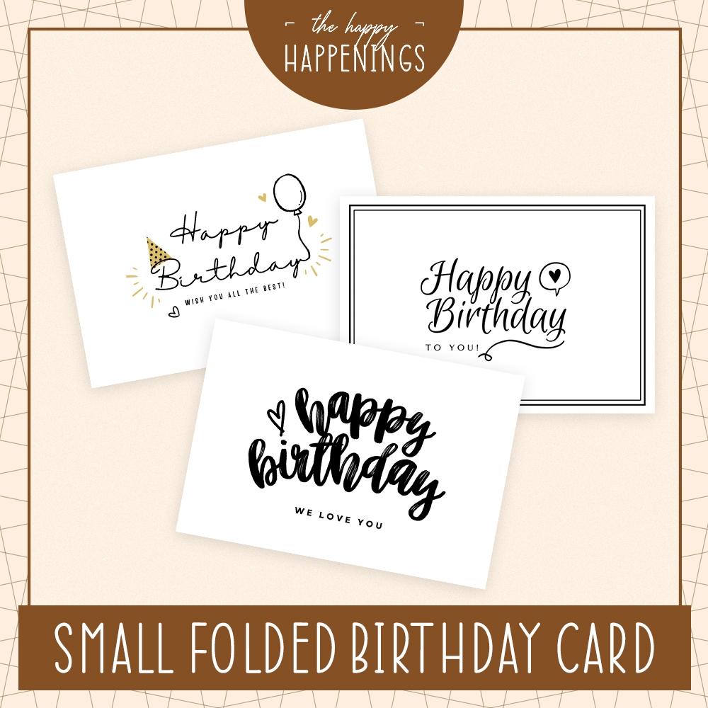 Small Minimalist Folded Birthday Card NO ENVELOPE | Birthday Greeting ...