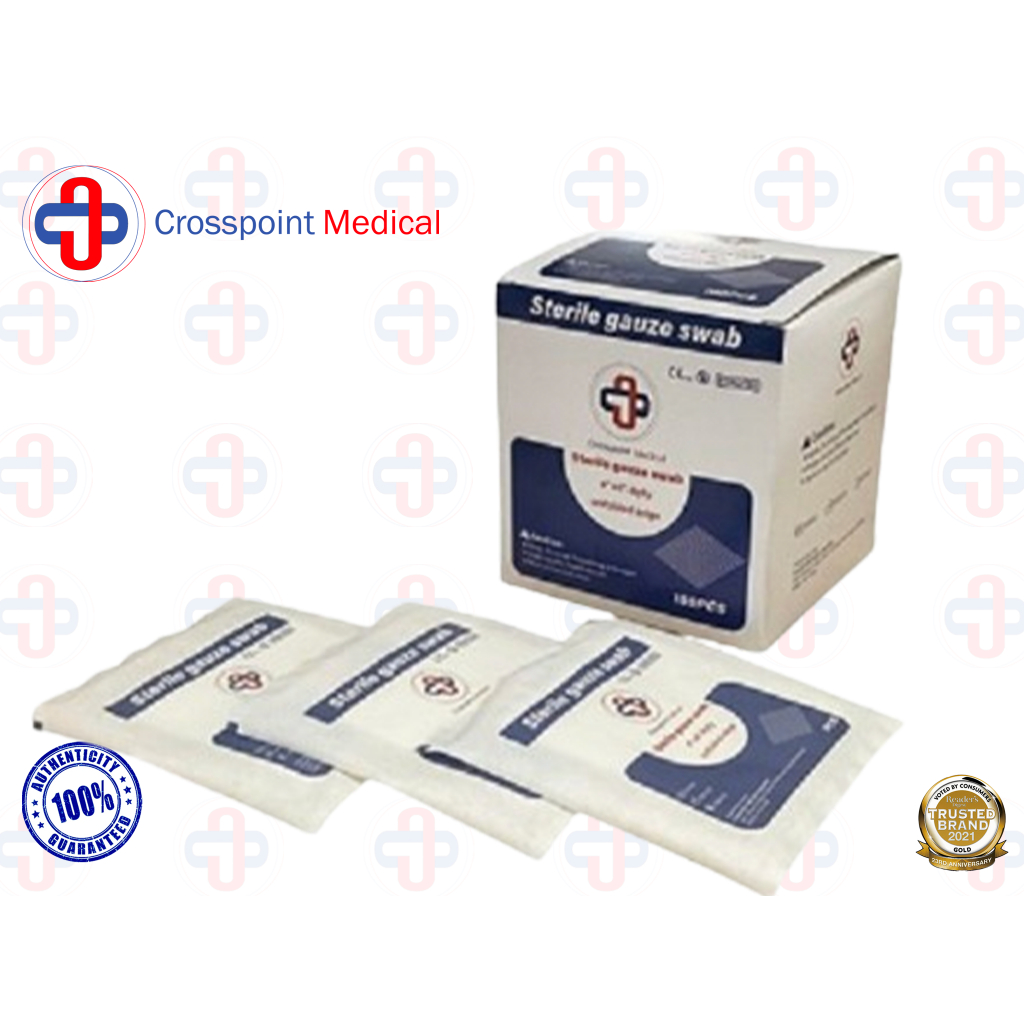 Crosspoint Sterile Gauze Swab 4x4 8ply 100pcs | Shopee Philippines