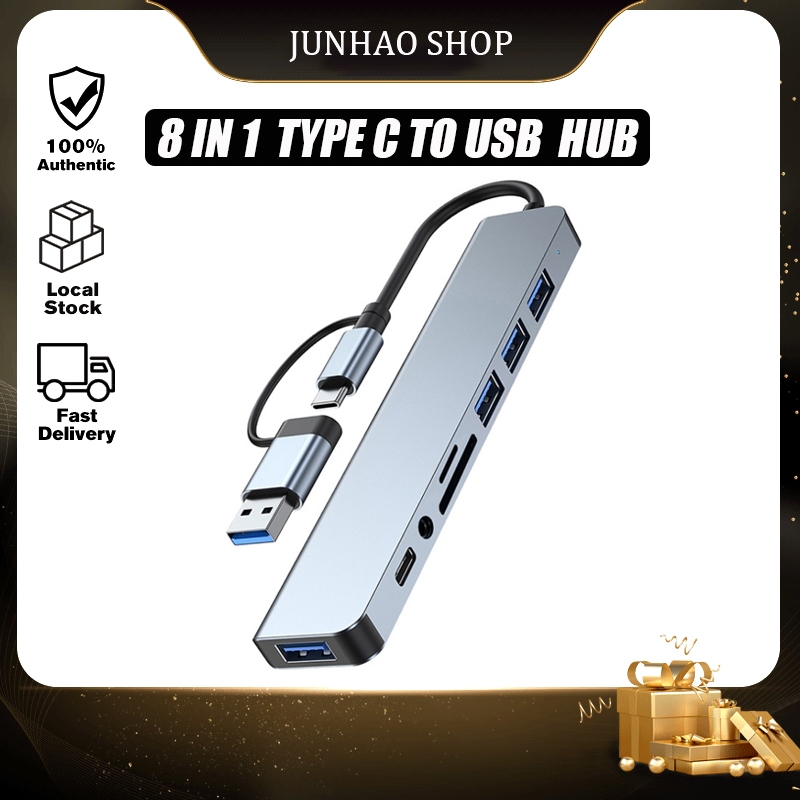 8 in 1 USB + USB-C / Type-C to USB Multifunctional Docking Station HUB ...