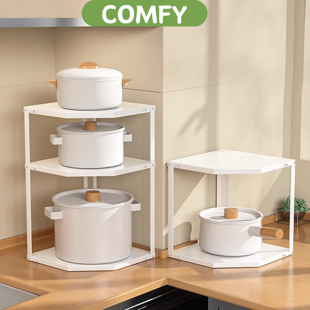 Corner Pot Storage Rack kitchen cabinet Organization Triangle shelf Pan ...