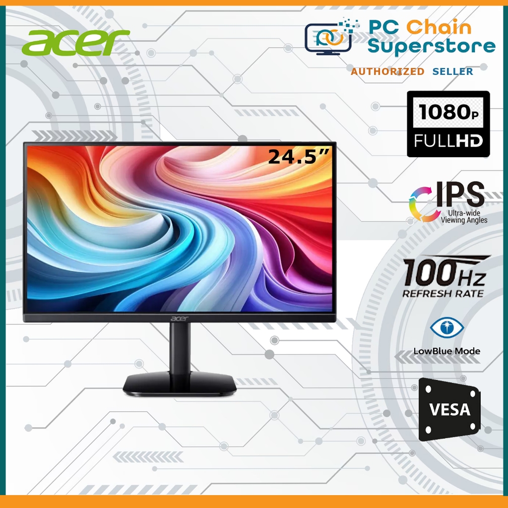 Acer KA252Q E0 Zero Frame Eye Care Monitor - 24.5" Full HD IPS / 100Hz ...