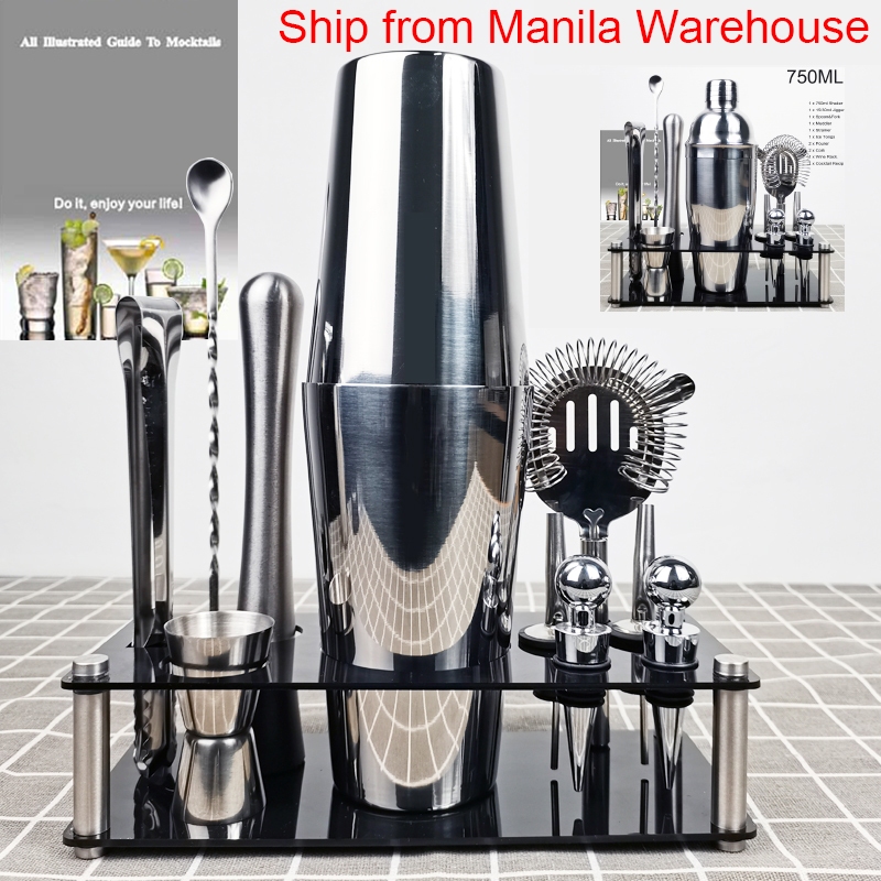 [Ship Local] 12Pc 750/600ml Cocktail Shaker Set Bartender Kit Shakers ...