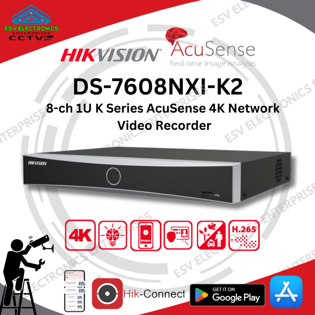 HIKVISION DS-7608NXI-K2. 8 Channel 1U K Series AcuSense 4K Network Video Recorder | Shopee ...