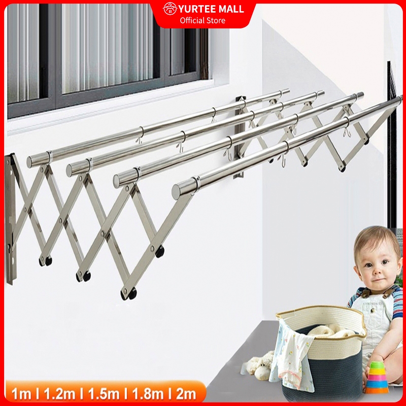 COD 3/4/5 Bar Foldable Sampayan Stainless Steel Drying Rack Clothes ...