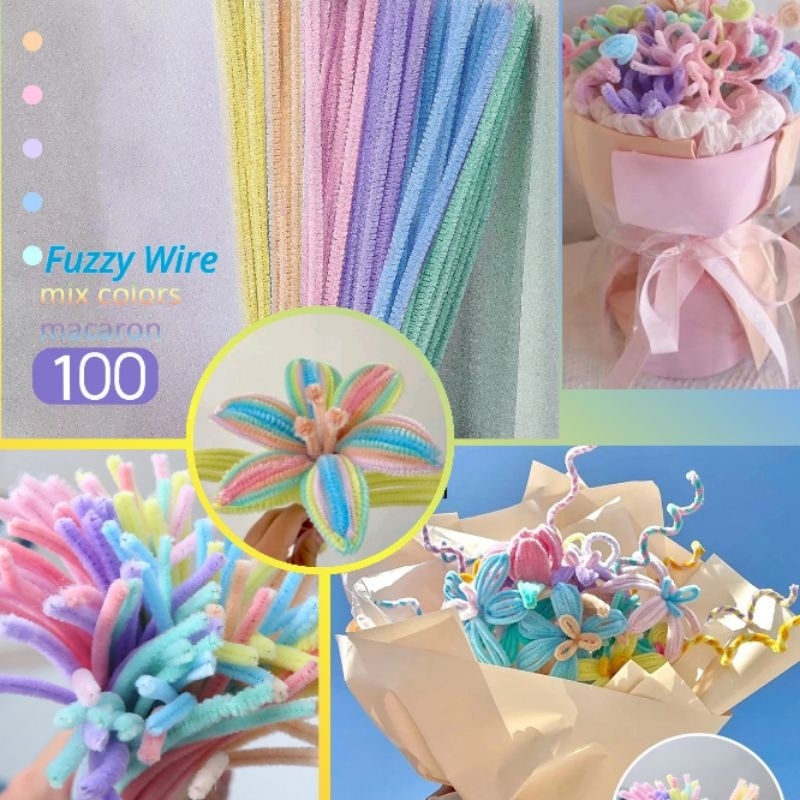 Multicolor Fuzzy Wire / Chenille Stem Twist Wire 100 Pcs 30cm | Shopee ...