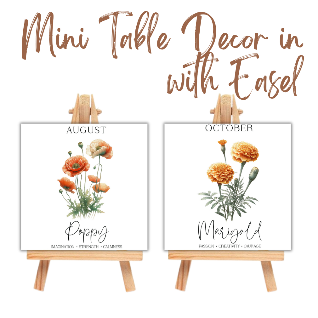 Birth Month Flower Mini Table Decor with Mini Easel Aesthetic Decor ...