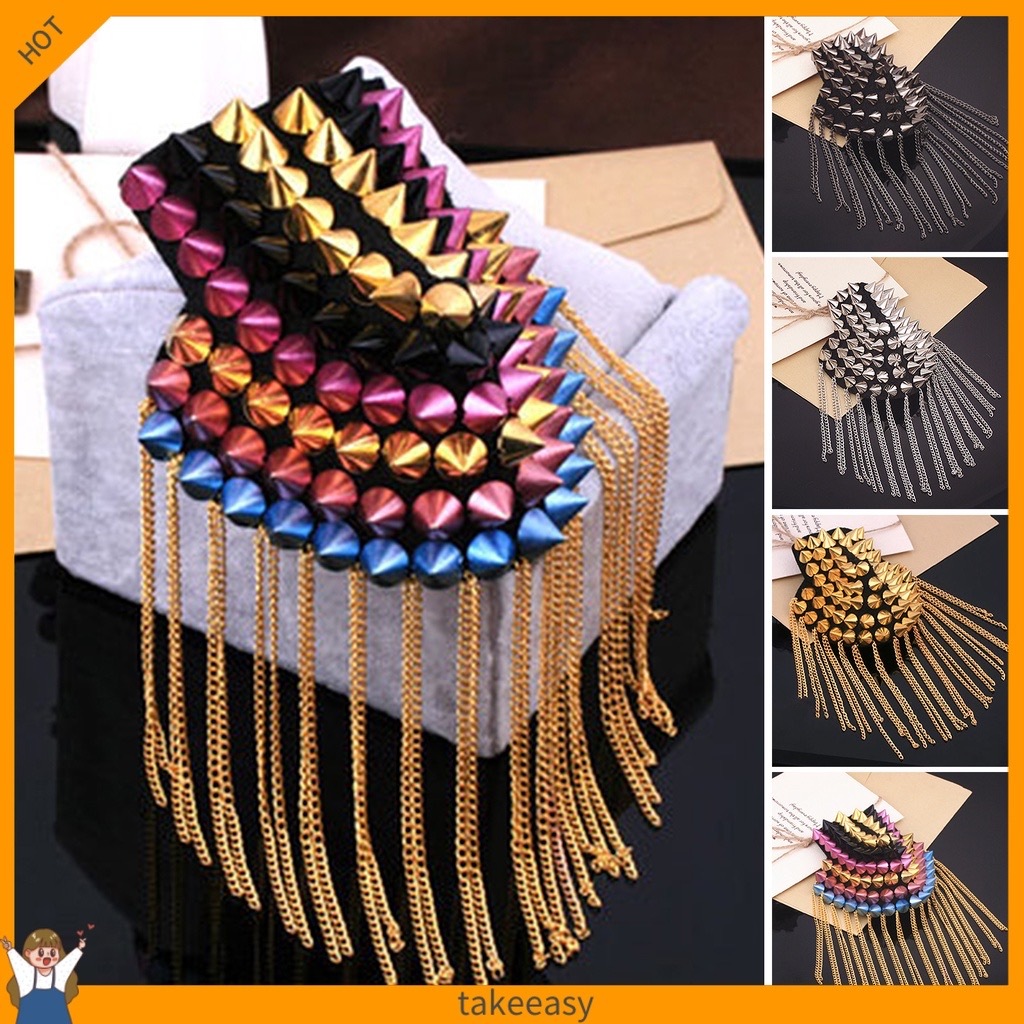 1pcs Tassel Chain Epaulet Durable Unisex Shoulder Board Flash Spike ...