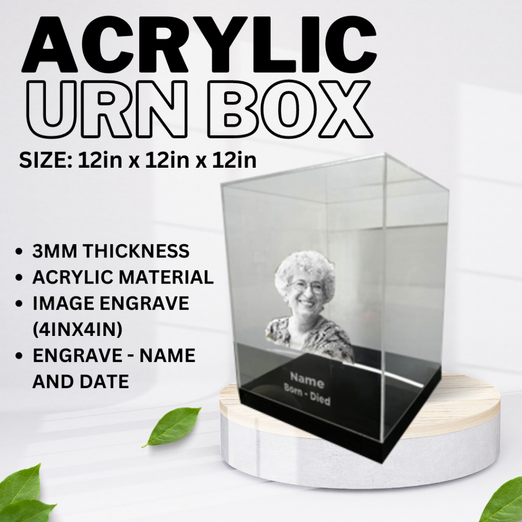 CLEAR ACRYLIC URN BOX (LARGE SIZE) - WITH IMAGE ENGRAVE | Shopee ...