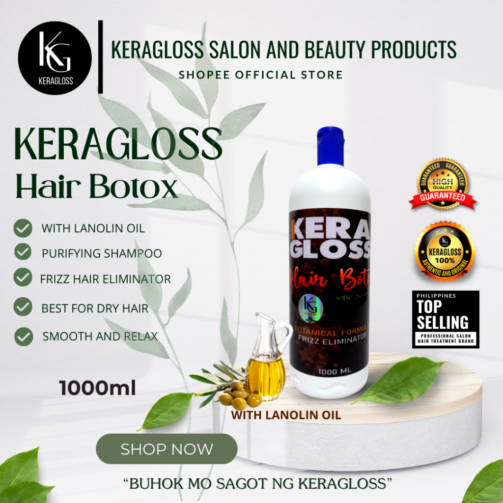 KERAGLOSS Hair Botox Botanical Formula Frizz Eliminator With Lanolin ...