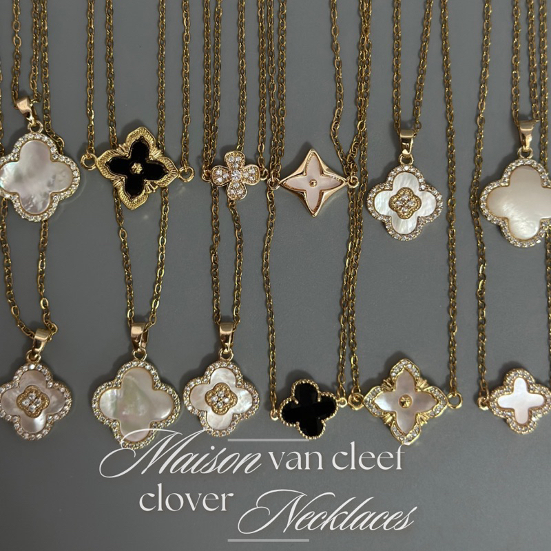𝐥𝐮𝐱𝐮𝐫𝐲 14k Gold Plated Mini Gold Clover VCA Necklaces | Shopee Philippines