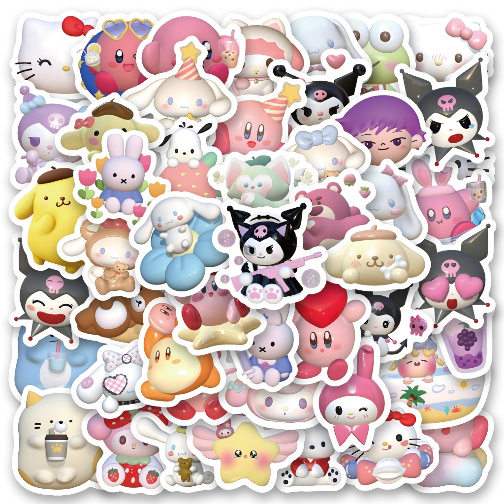 100pcs Sanrio Stickers Waterproof PVC Sticker for Kids Tumbler Cup ...
