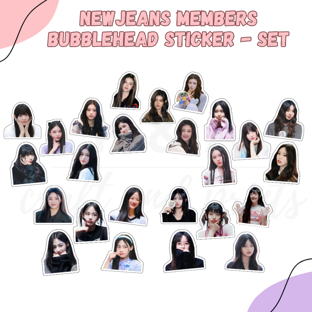 NewJeans Members Bubblehead - Vinyl Waterproof Sticker Set - 5 pcs ...