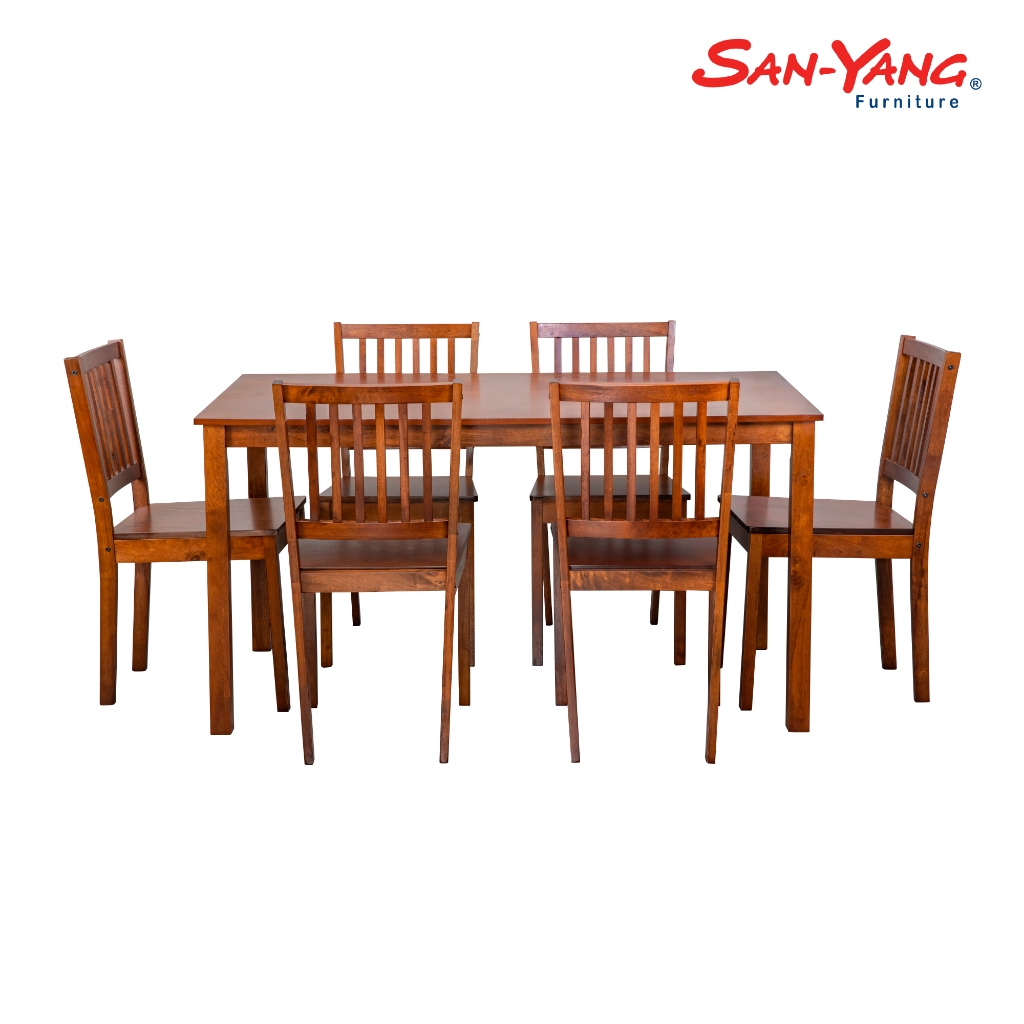 Six Seater Dining Set Walnut 300186 | Shopee Philippines