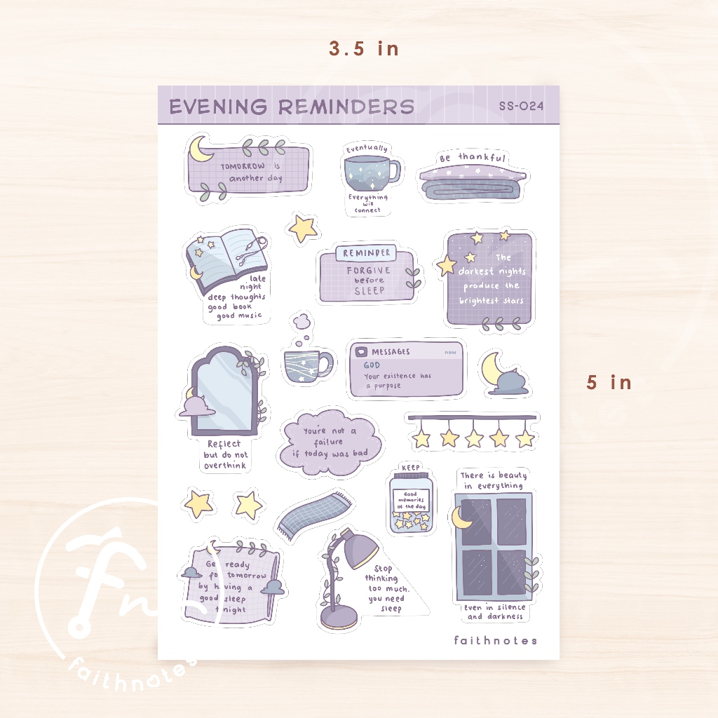Sticker Sheet - EVENING REMINDERS | Journal Sticker | Planner Sticker ...