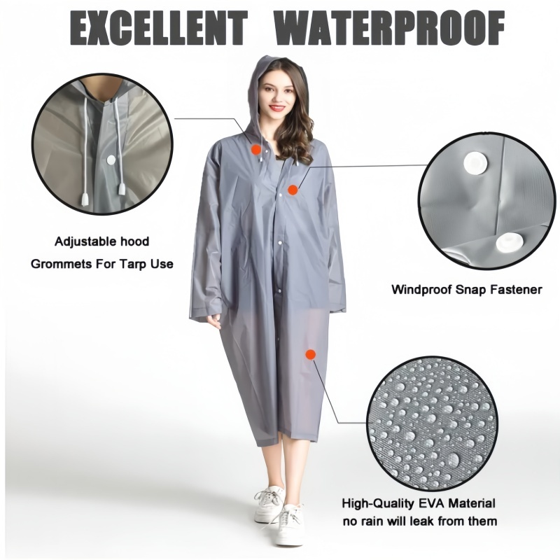 Reusable Raincoat Rain Poncho For Adults, Rain Coat Emergency Rain Gear ...