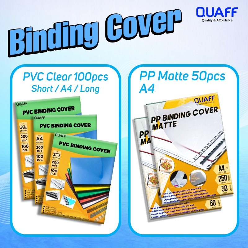 Quaff PVC Binding Cover 200 Mic Short | A4 | Long Size 1 Pack (100 ...