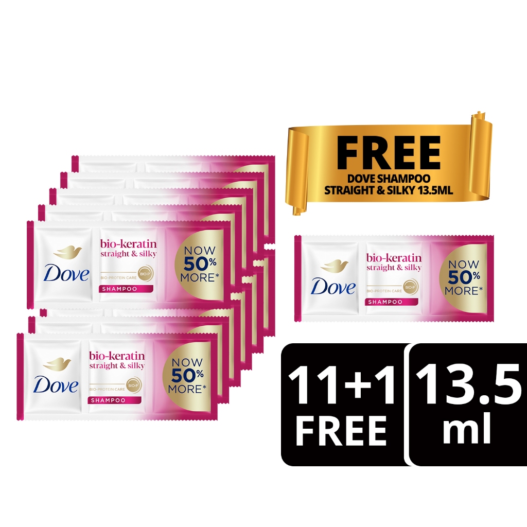 Dove Shampoo Straight & Silky 13.5Ml 11+1 | Shopee Philippines