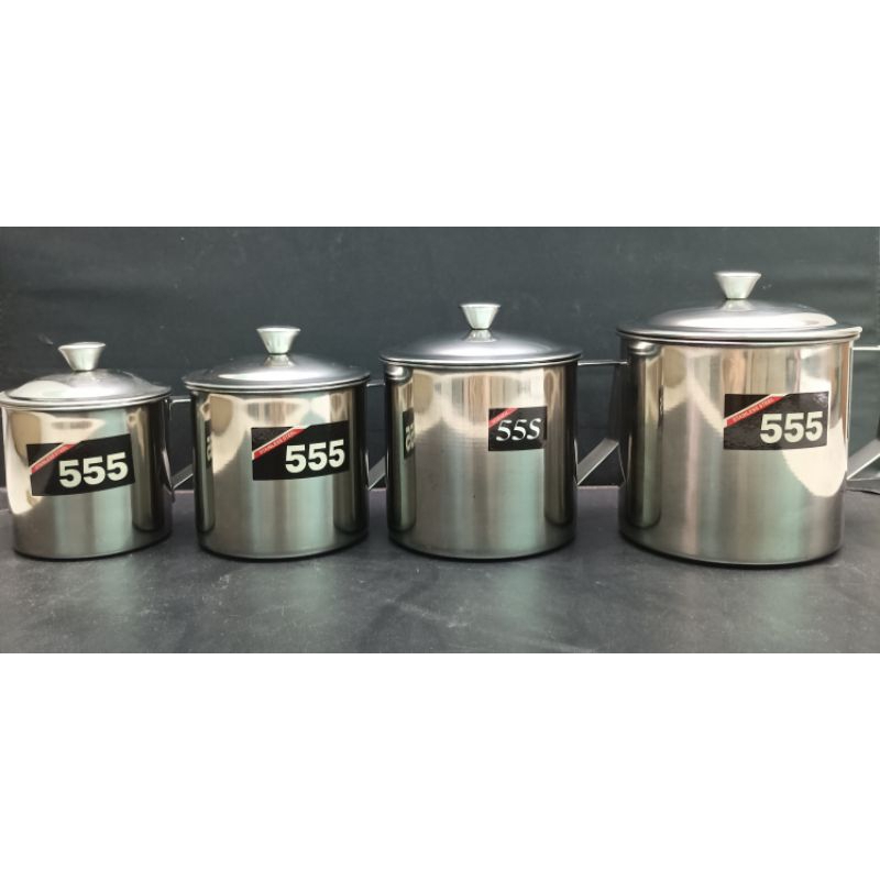 555 stainless steel cup with cover in 8cm, 9cm,10cm and 11cm | Shopee ...