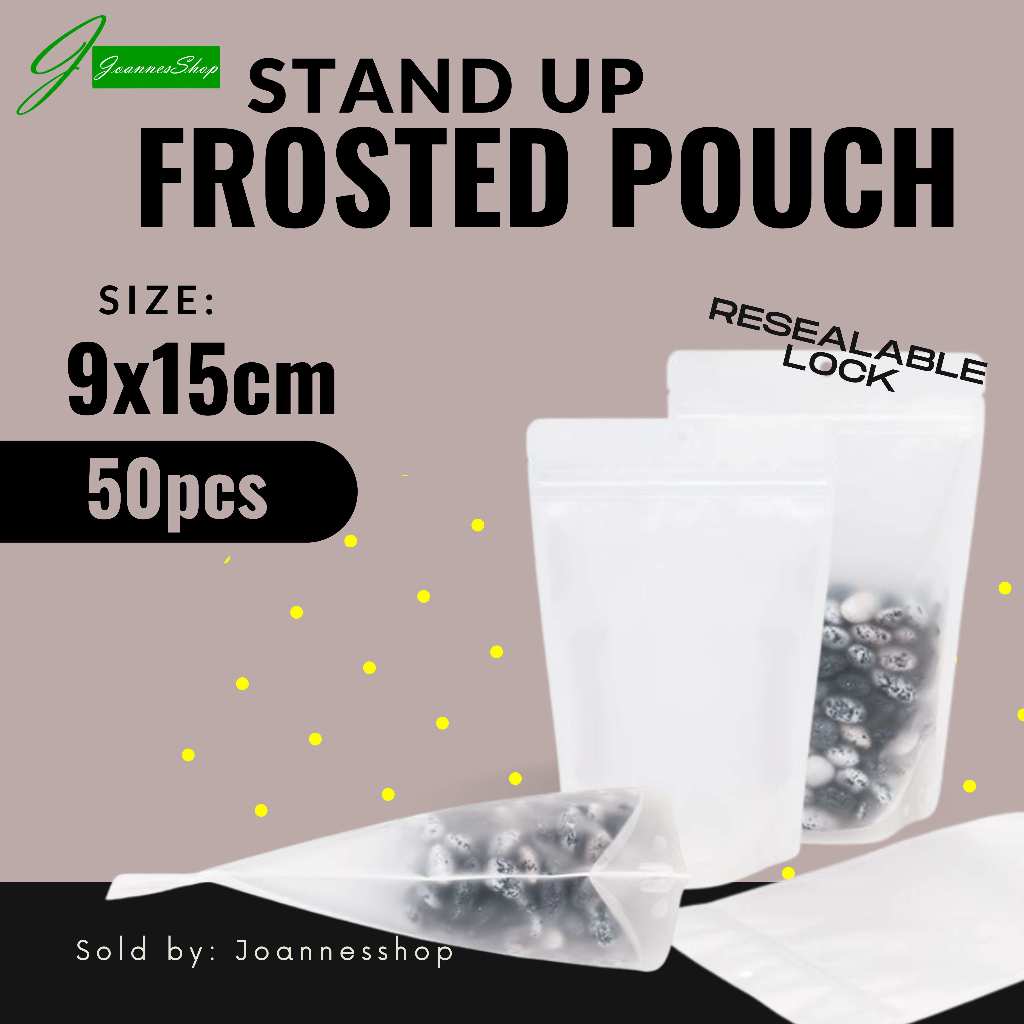 50 pcs [ THICKENED ] MAKAPAL 9x15cm STAND UP FROSTED POUCH WITH ZIPLOCK ...