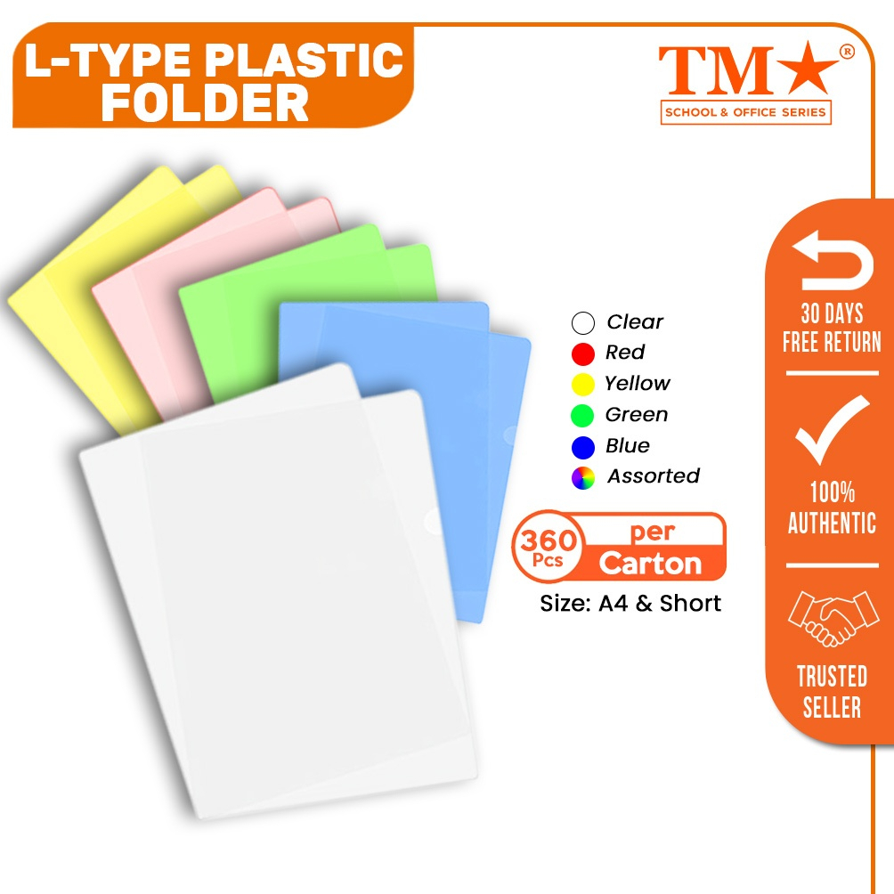 TM 360 pcs L-Type Plastic Folder Short/A4 (LTF-1) | Shopee Philippines