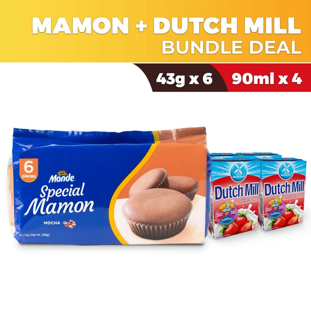 Monde Special Mamon Mocha 43g x 6 + Dutch Mill UHT Yoghurt Drink ...