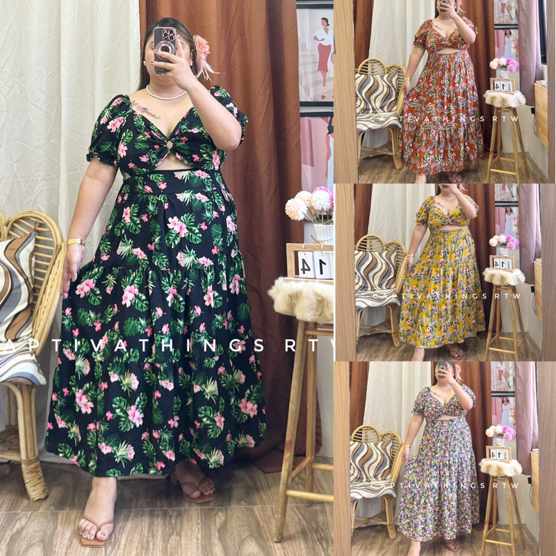 PLUS SIZE 2XL-4XL Summer Floral Dress Maxi Beach Puffsleeve ONHAND | Shopee Philippines