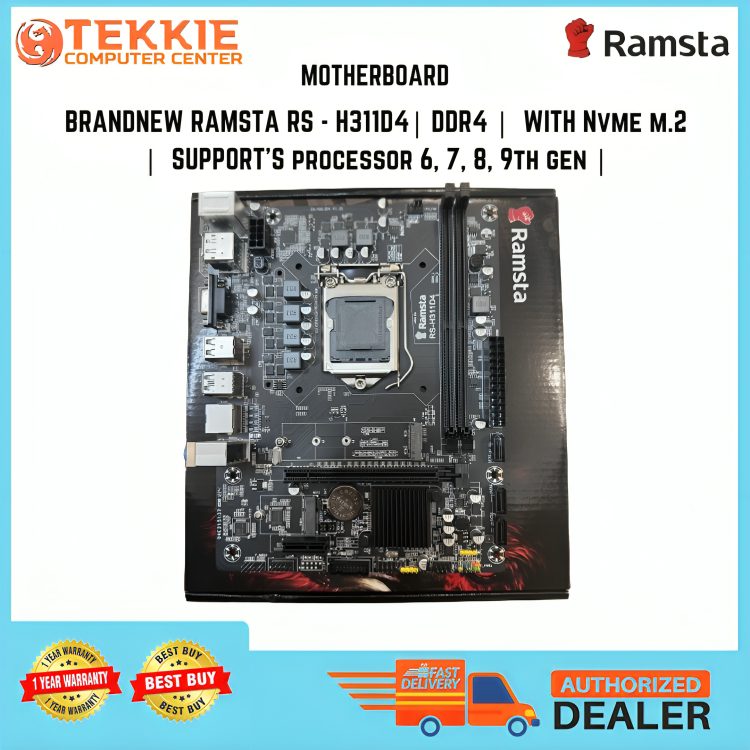 BRANDNEW RAMSTA RS - H311D4| DDR4 | WITH Nvme m.2 | SUPPORT PROCESSOR INTEL 6, 7, 8, 9th gen ...