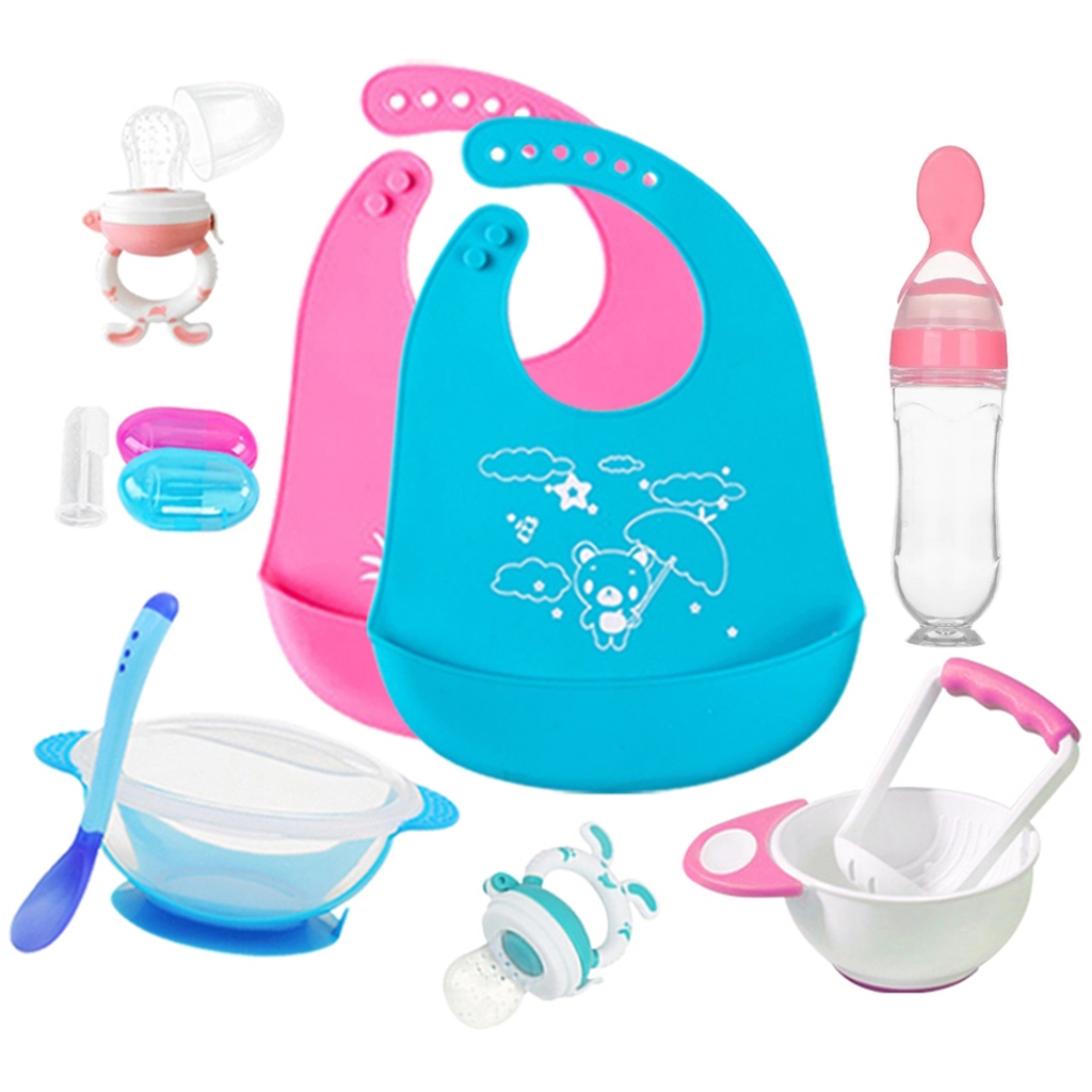 Combo Set Bowl Spoon Feeder pacifier Silicone bib Toothbrush Feeding ...