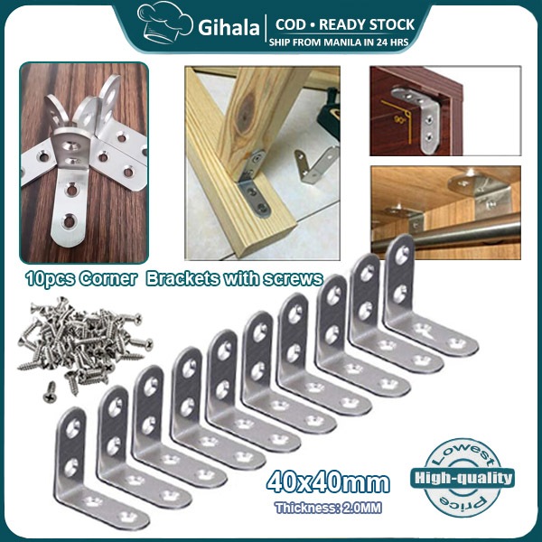 10pcs L Bracket Corner Brace Stainless Steel L Brackets for Shelves ...