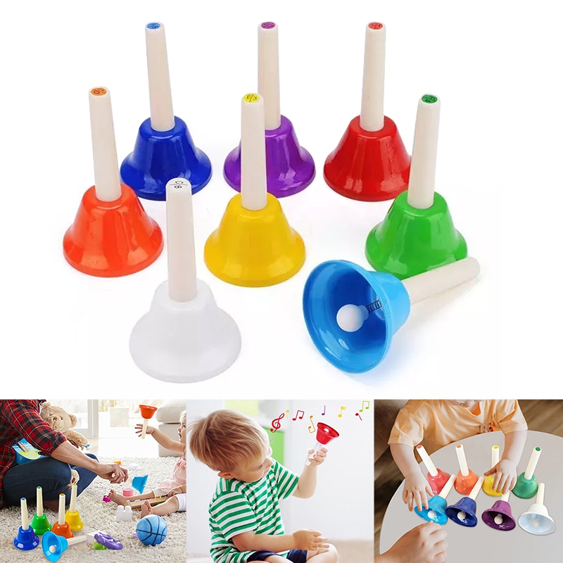 8 Note Hand Bells set Colorful Handbell for Musical Teaching, Church ...