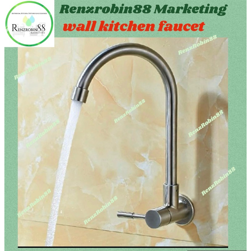 WALL KITCHEN FAUCET 304 STAINLESS goose neck type | Shopee Philippines