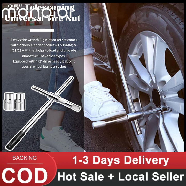 Telescoping Lug Wrench 4-Way Universal Tire Nut Wrench Car Wheel Wrench ...