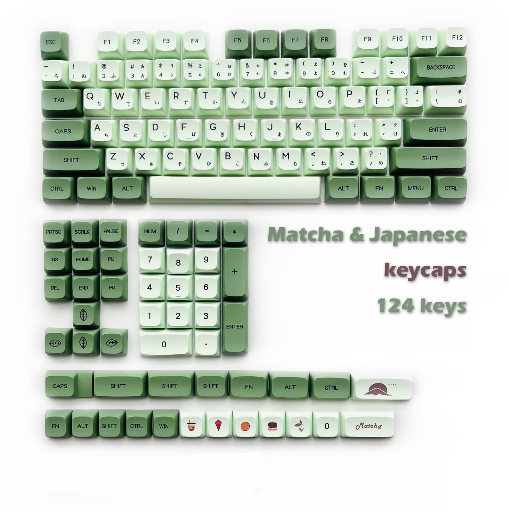 Matcha keycaps PBT 124 Keys Gaming Keyboard D.I.Y PC Keyboard For ...