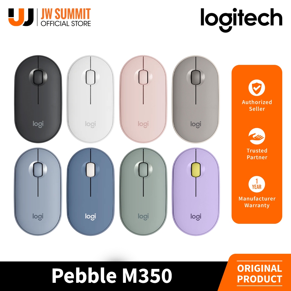 Logitech M350 Pebble Modern, Slim and Silent Bluetooth Wireless Mouse ...