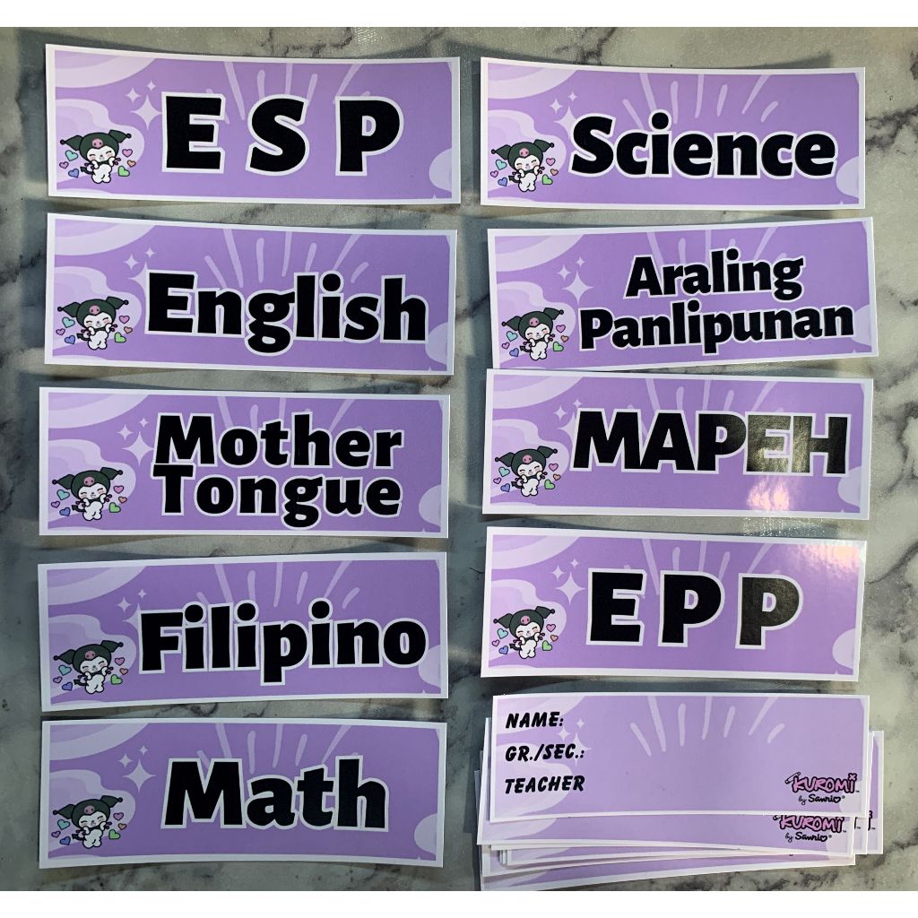 KUROMI Inspired Subject and Name Stickers | Shopee Philippines KUROMI Inspired Subject and Name Stickers | Shopee Philippines