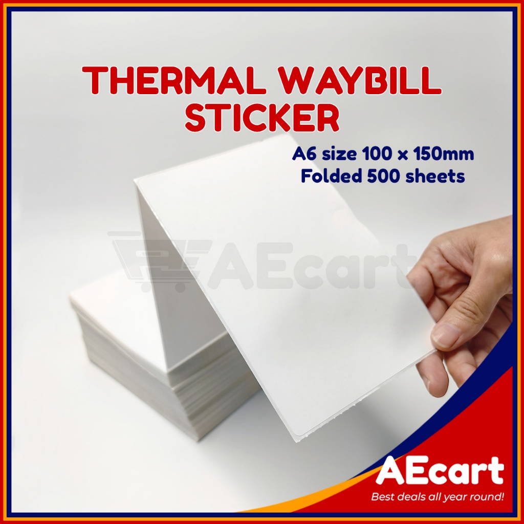 A6 | THERMAL WAYBILL STICKER | 100x150mm | 500 sheets | Folded | aecart ...